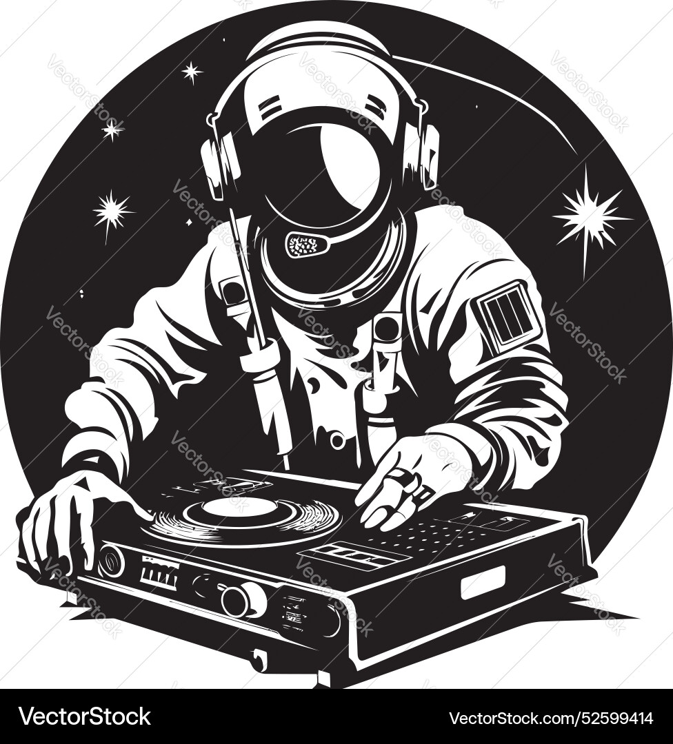 Orbital odyssey design featuring space dj Vector Image