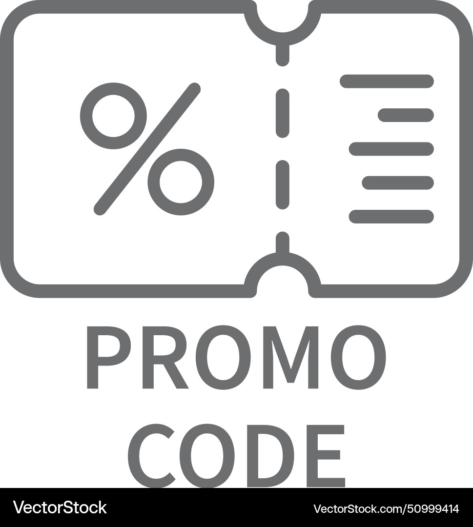 Promo code line icon Royalty Free Vector Image