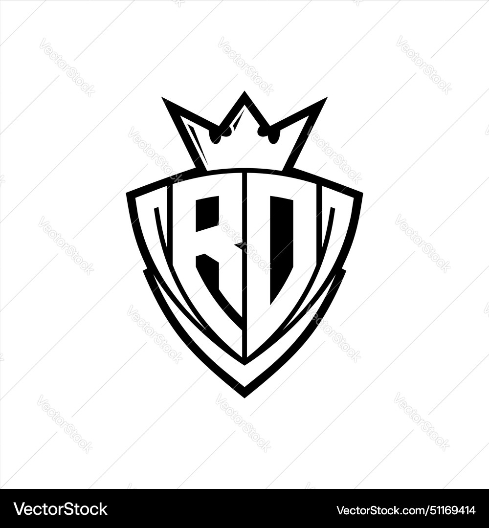 Rd letter logo with sharp triangle shield shape Vector Image