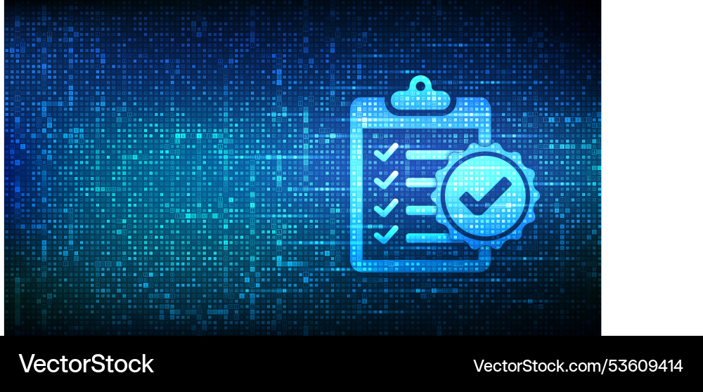 Regulation compliance icon made with binary code Vector Image