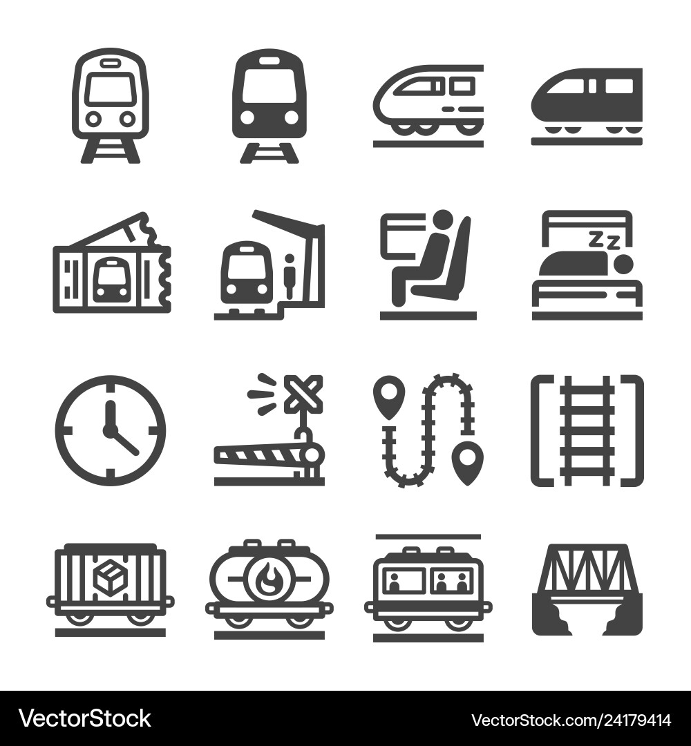 Train Icon Set - Transportation Royalty Free Vector Image