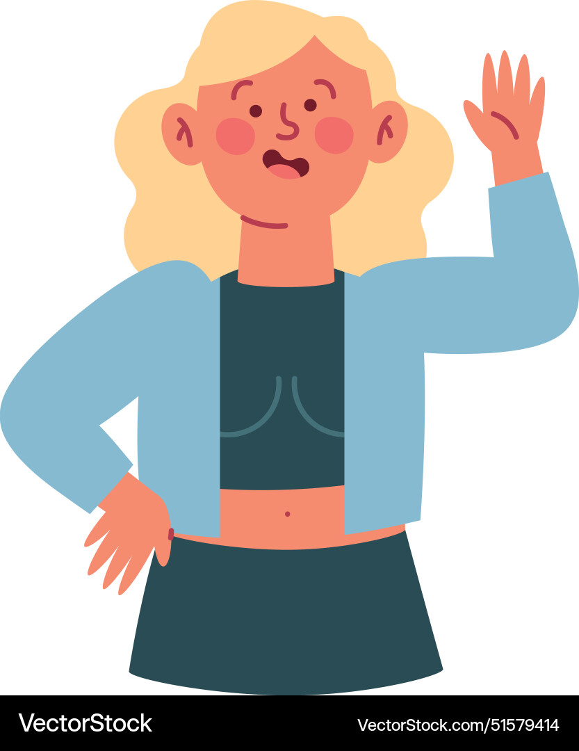 Woman waving with her left hand Royalty Free Vector Image