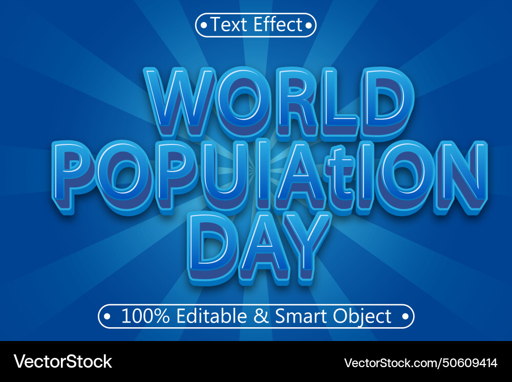 World population day editable text effect 3 Vector Image