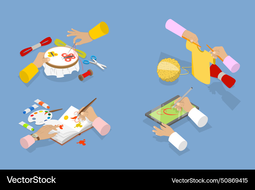 3d isometric flat of creative Royalty Free Vector Image