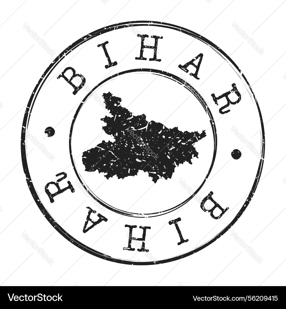 Bihar india map postmark Royalty Free Vector Image