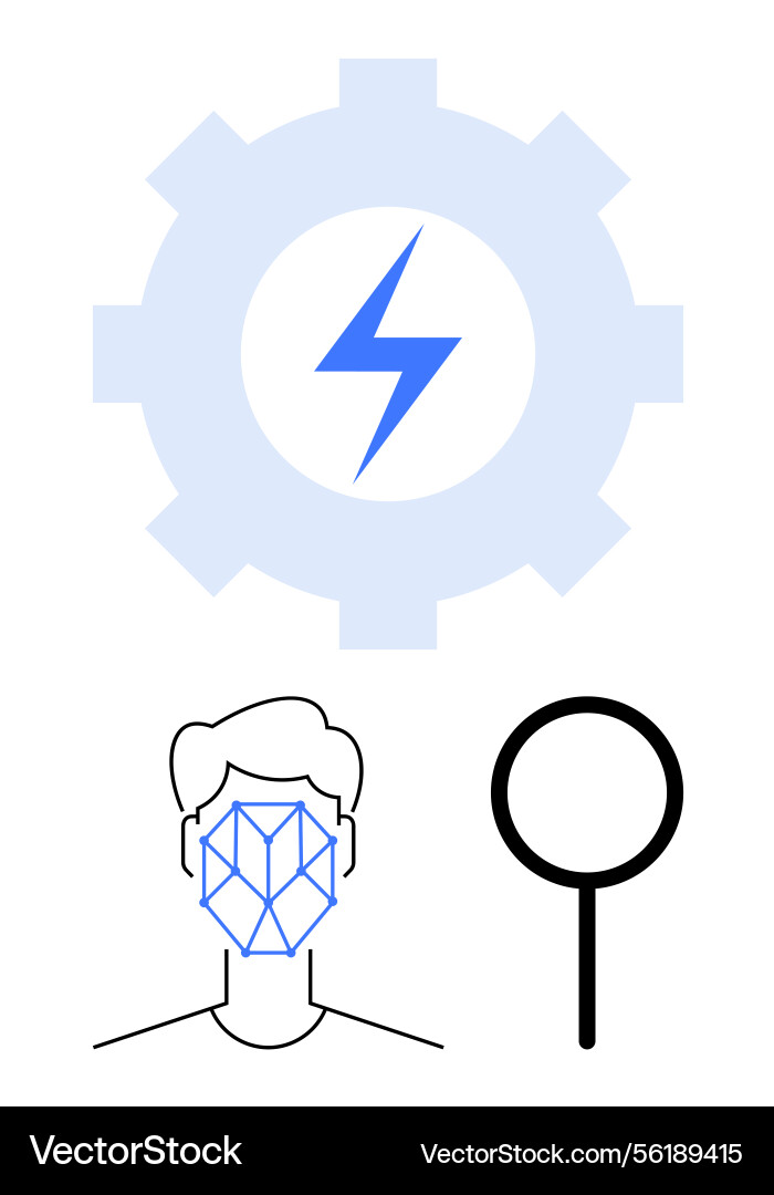 Facial recognition and artificial intelligence Vector Image