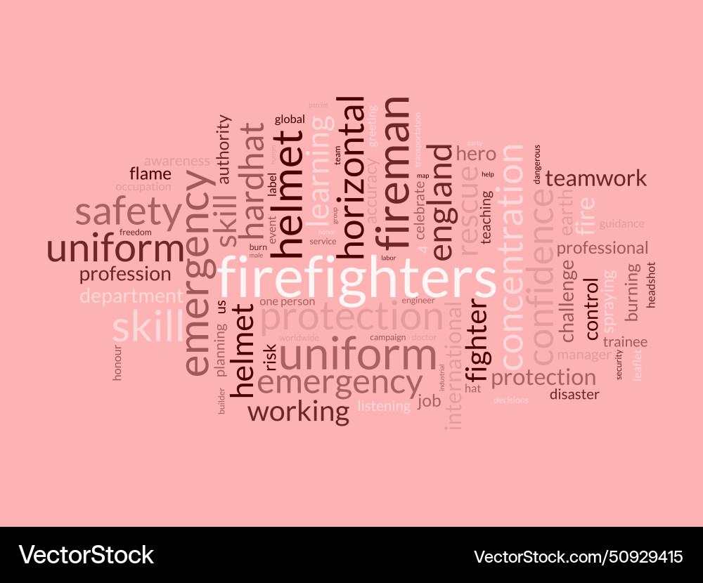 Firefighters day word cloud template career Vector Image