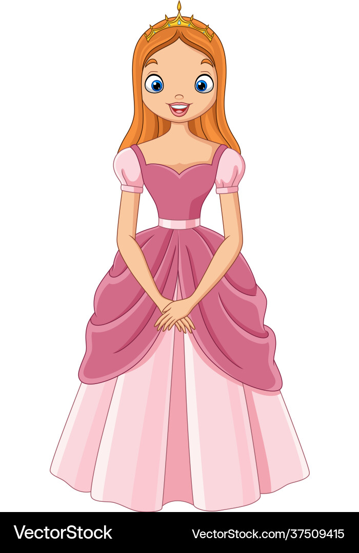 Pink Princess Cartoon Royalty Free Vector Image