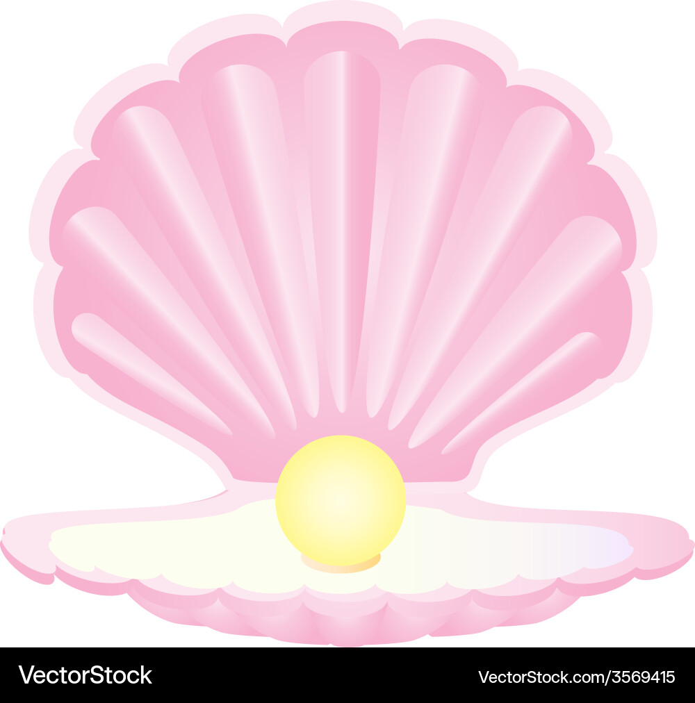 Pink seashell with pearl Royalty Free Vector Image