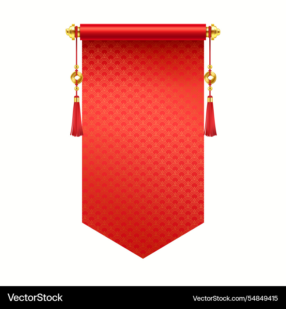 Red asian pennant scroll with mockup – Royalty-Free Vector | VectorStock