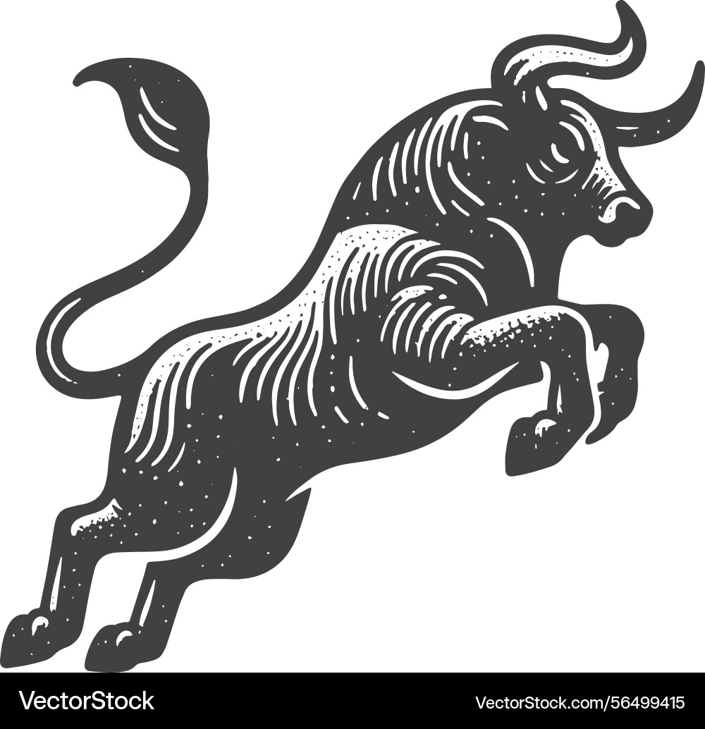Simple rodeo bull jumping icon design vintage Vector Image