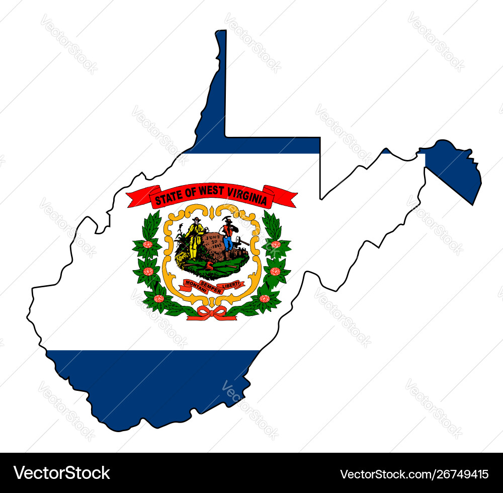 West Virginia State Map & Flag Royalty Free Vector Image