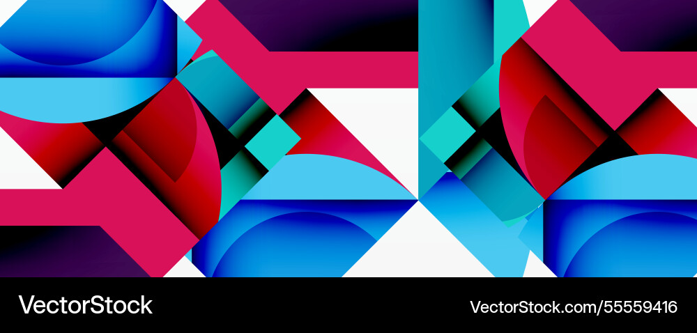 Circles semi circles squares and round triangles Vector Image