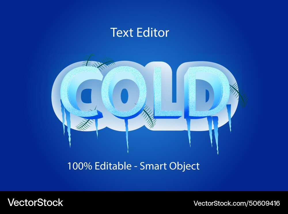 Cold editable text effect 3 dimension emboss Vector Image
