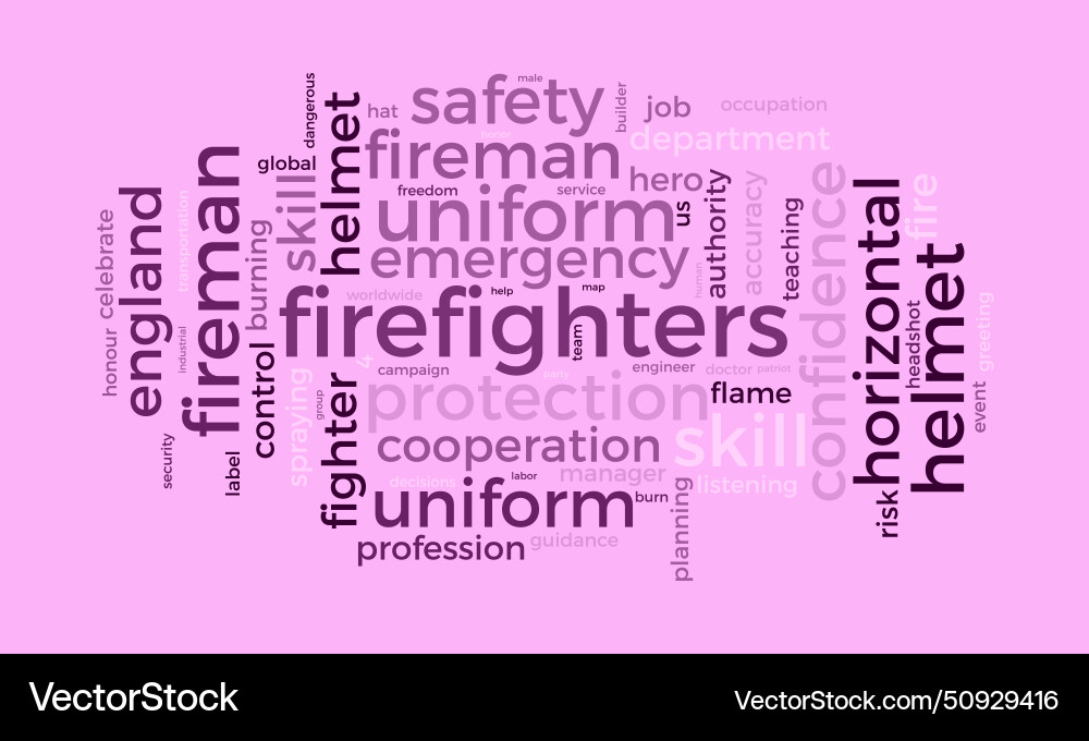 Firefighters day word cloud template career Vector Image