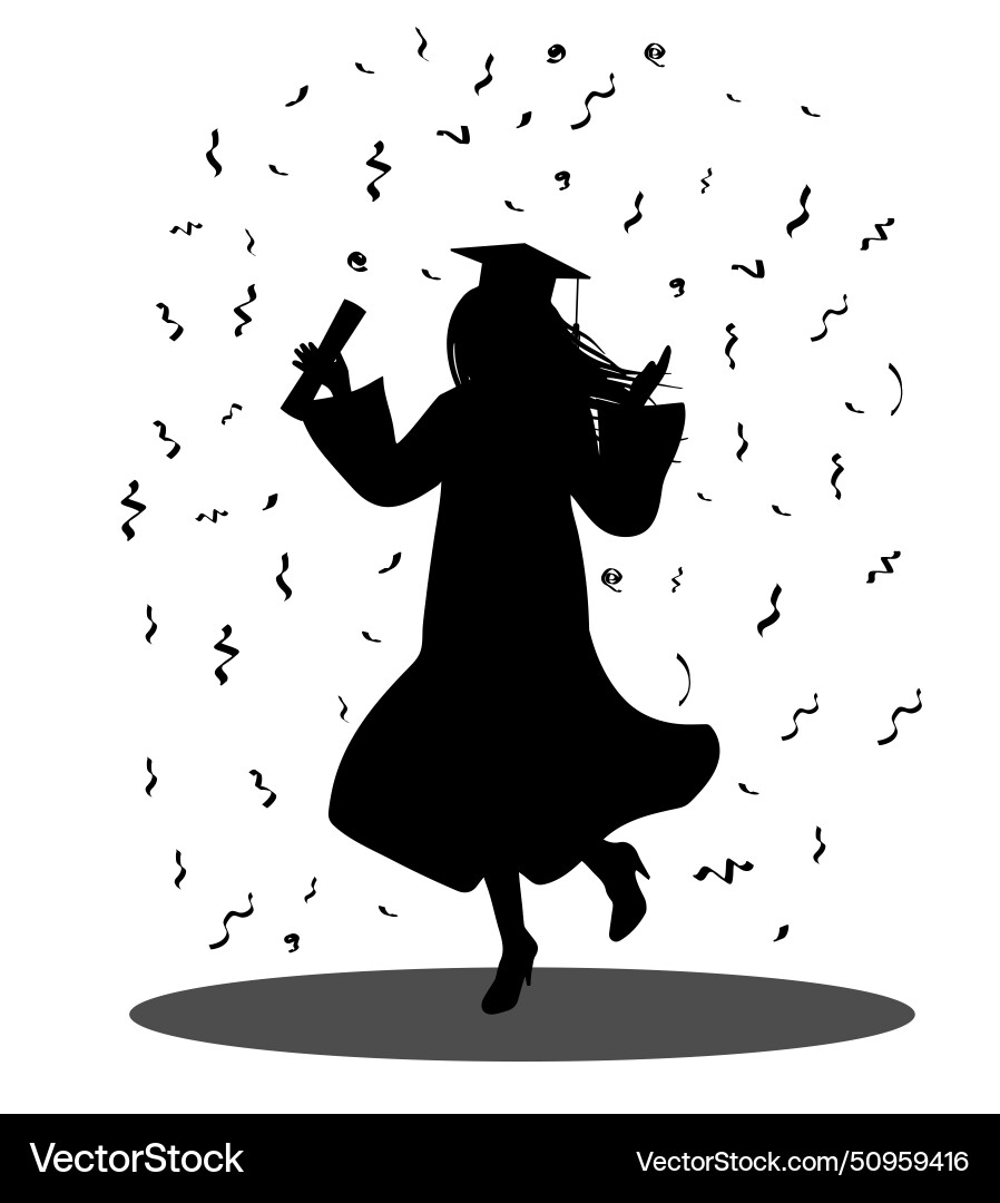 Graduation ceremony silhouette Royalty Free Vector Image