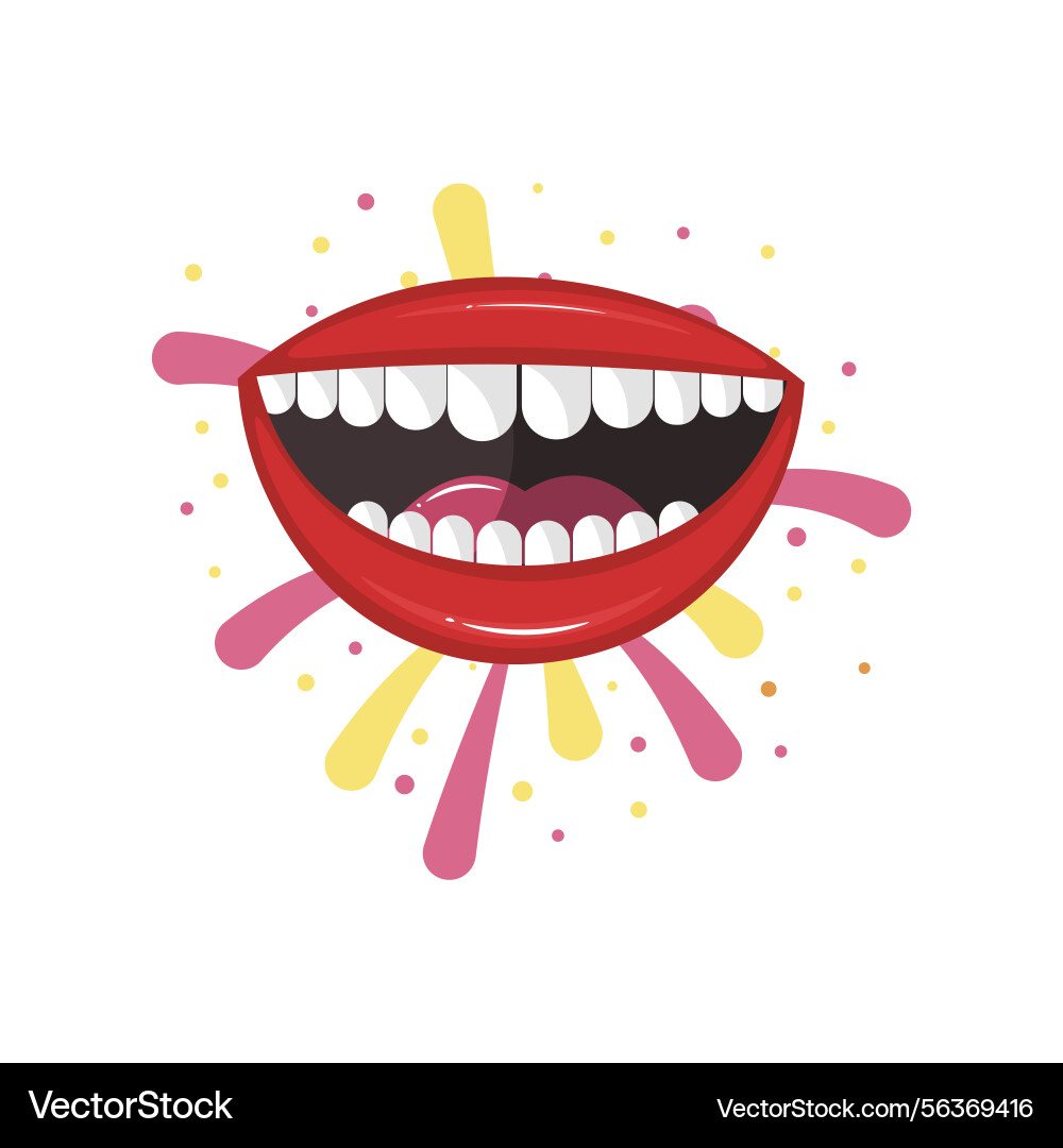 Laughing open mouth in flat design fools day Vector Image