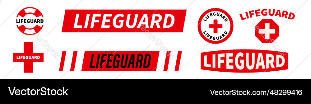 Lifeguard Safety Icon Set Royalty Free Vector Image