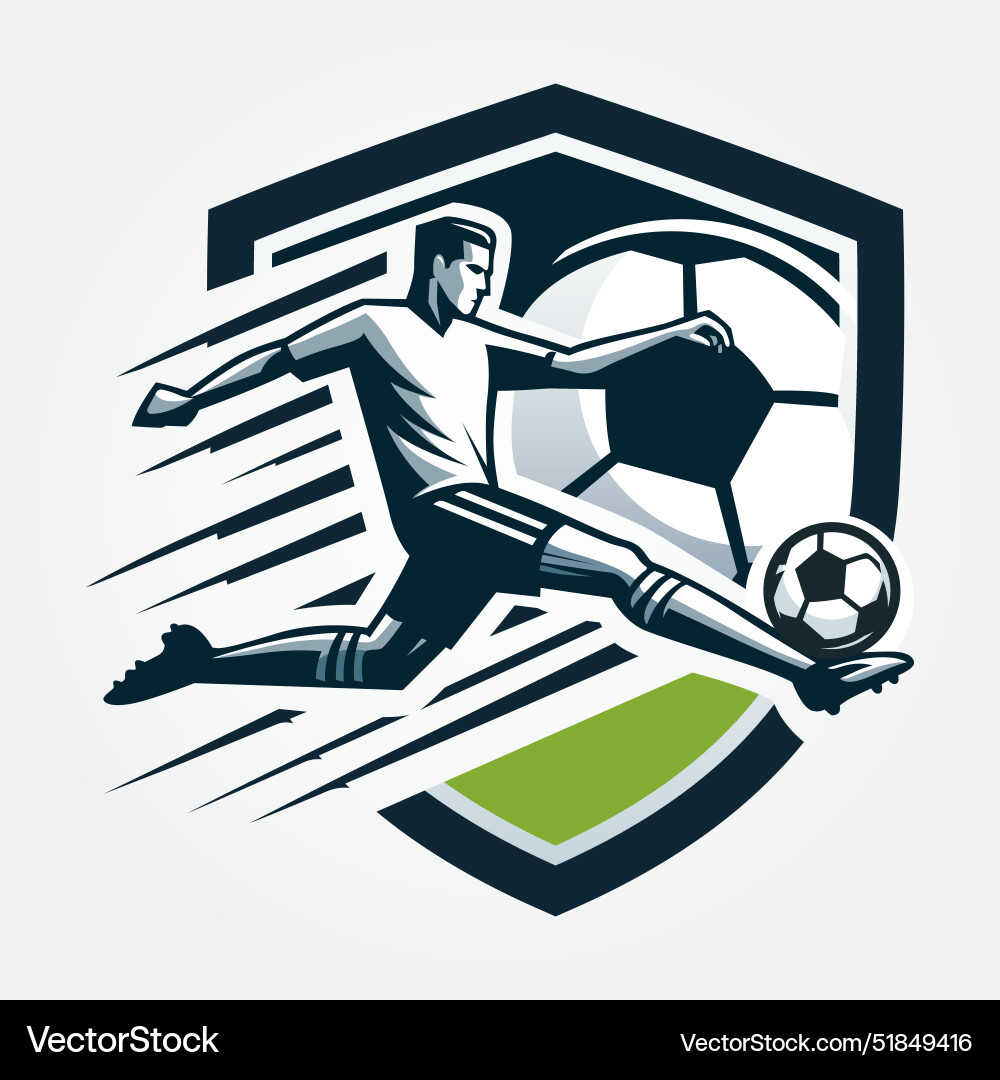 Modern hand drawn football logo design Royalty Free Vector
