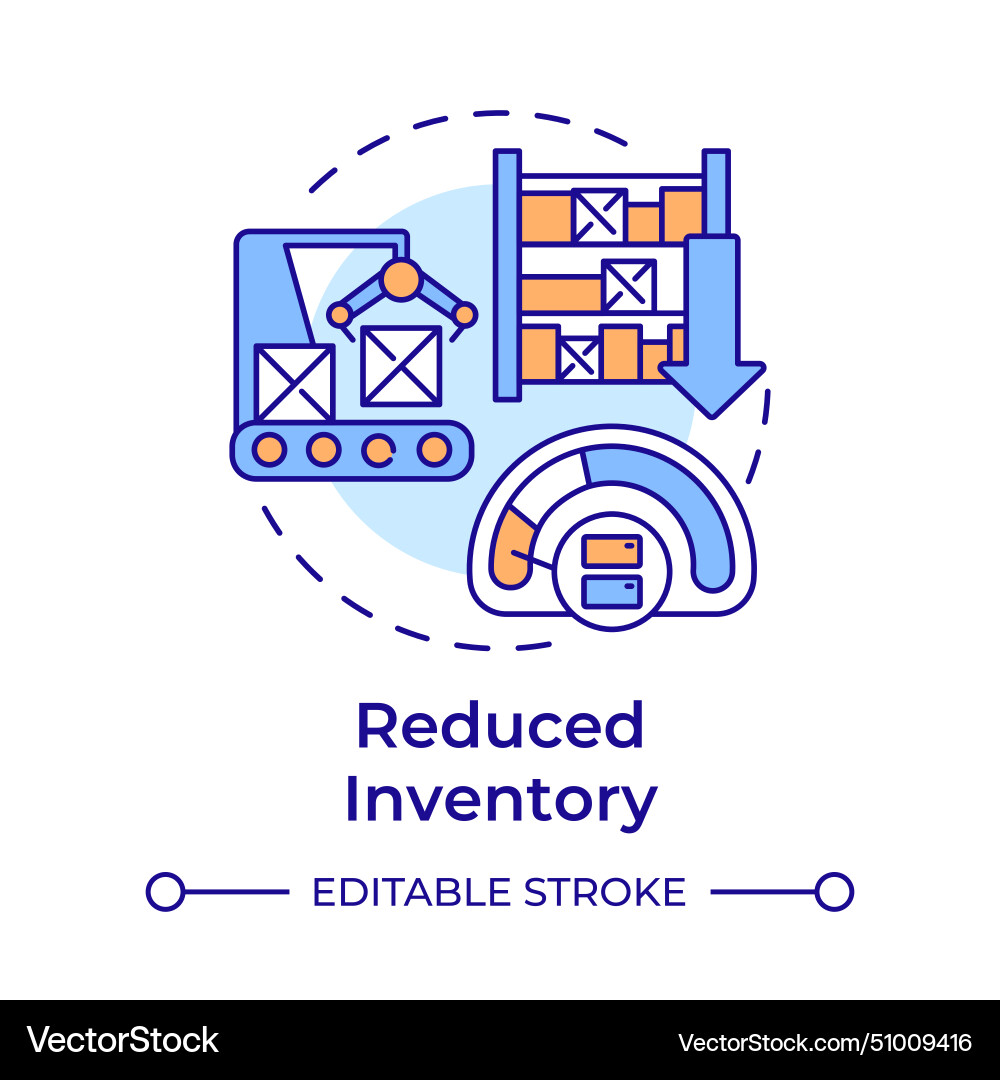 Reduced inventory multi color concept icon Vector Image