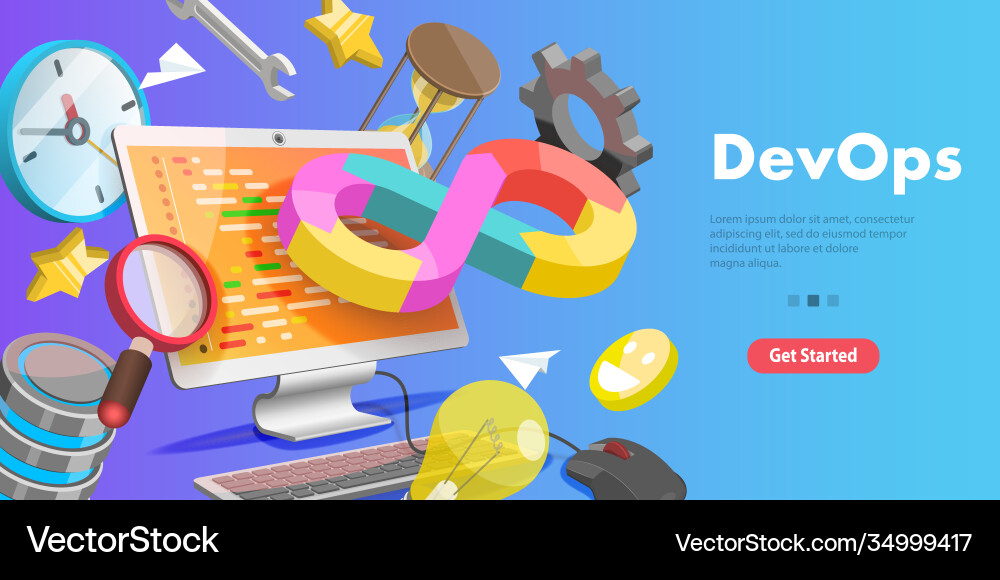 3d conceptual devops Royalty Free Vector Image