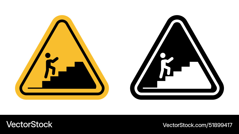 Caution about stairway ahead advising to proceed Vector Image