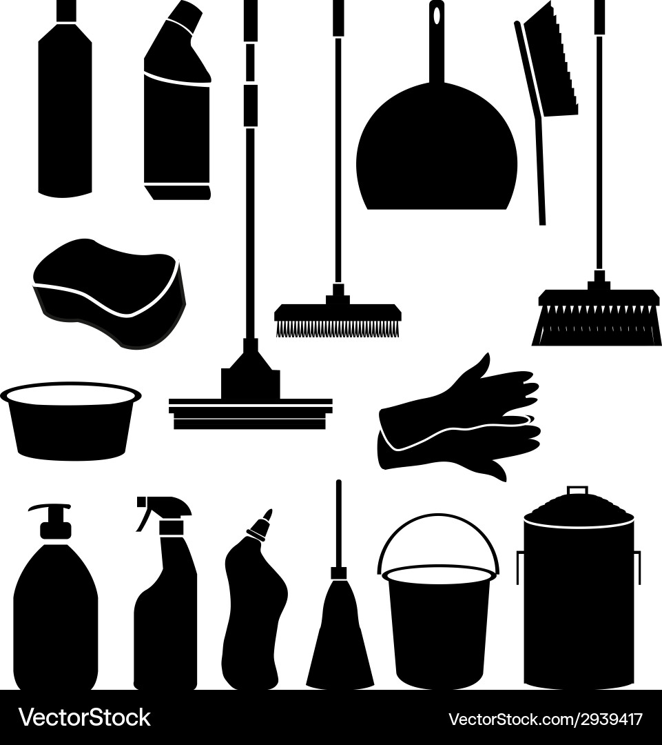 Cleaning tools icons Royalty Free Vector Image