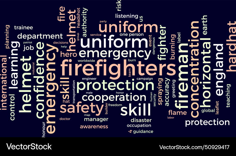 Firefighters day word cloud template career Vector Image