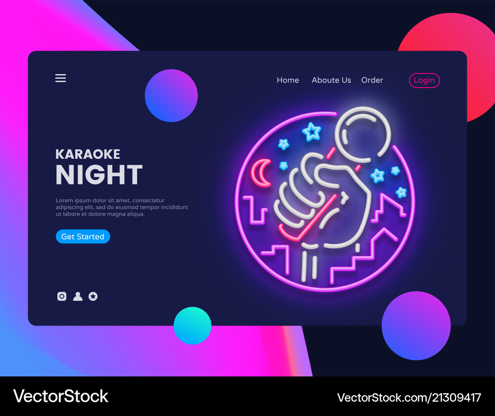 Karaoke neon horizontal web banner live Royalty Free Vector