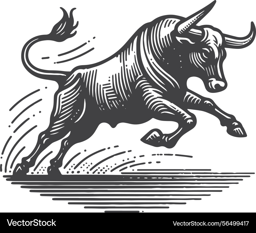 Simple rodeo bull jumping icon design vintage Vector Image