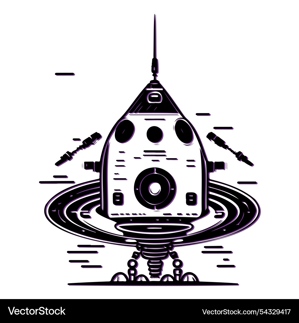 Spacecraft line art concept of space exploration Vector Image