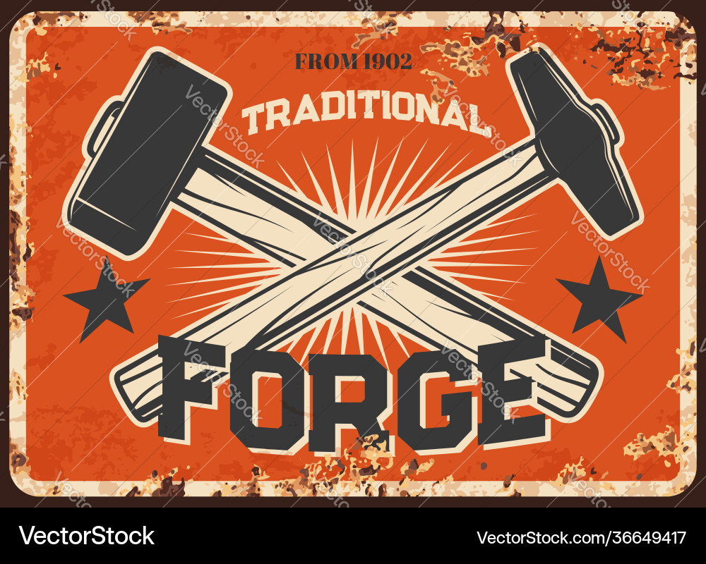 Traditional blacksmith forge rusty metal plate Vector Image