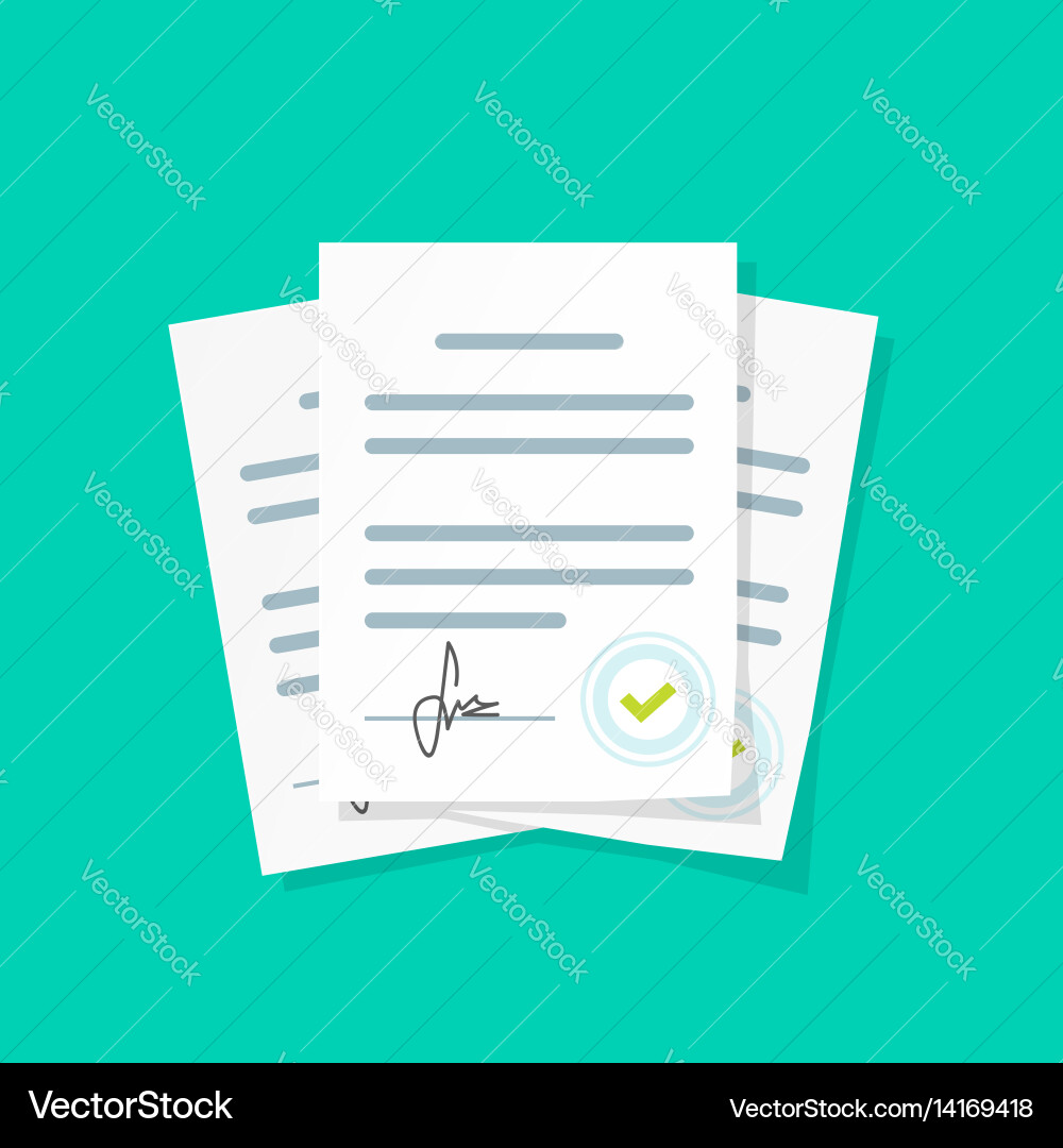 Contract documents pile stack Royalty Free Vector Image