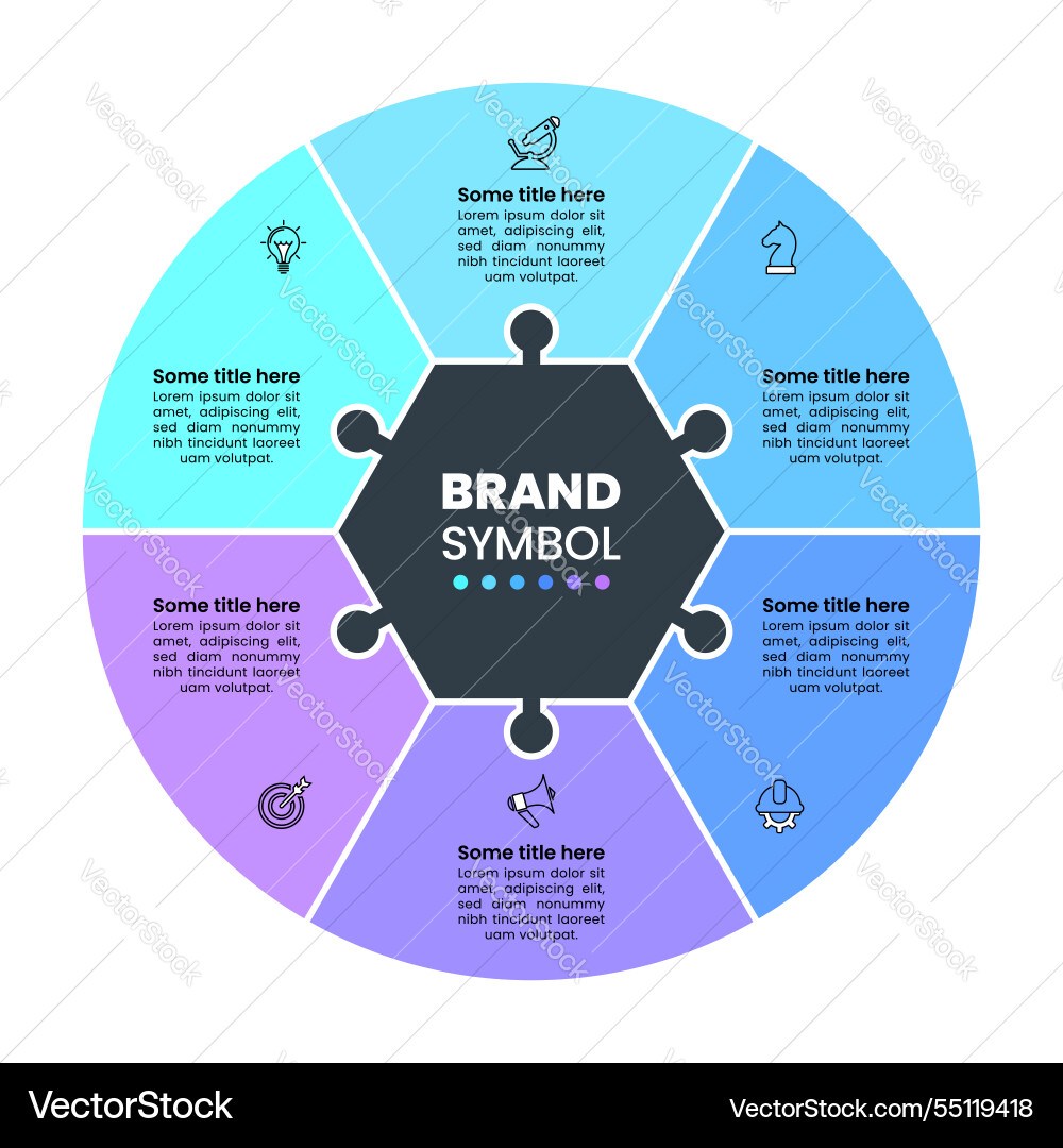 Infographic template puzzle with circle and 6 Vector Image