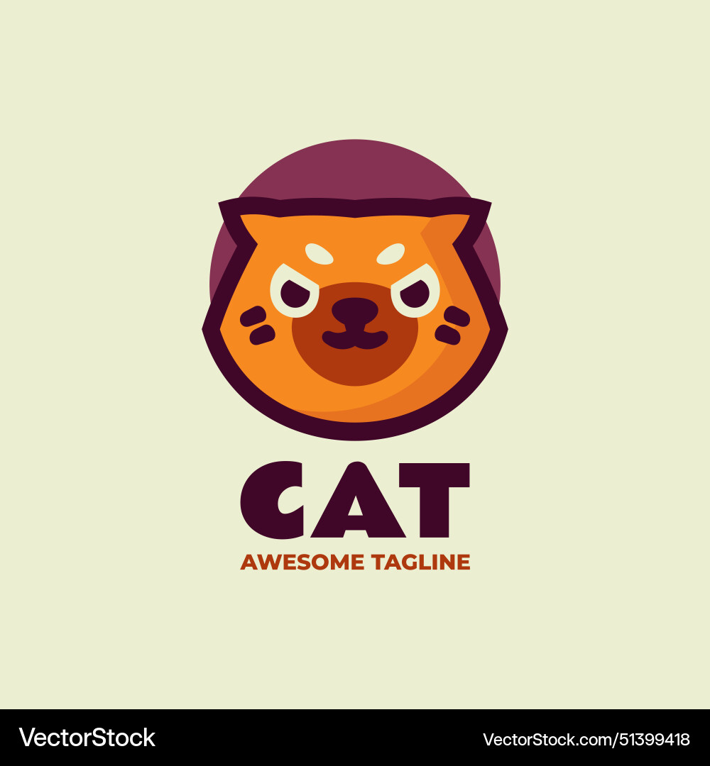 Logo cat simple mascot style Royalty Free Vector Image