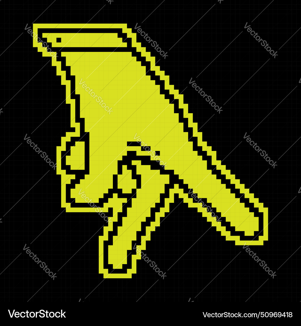 Pixel silhouette icon human hand shows hitting Vector Image