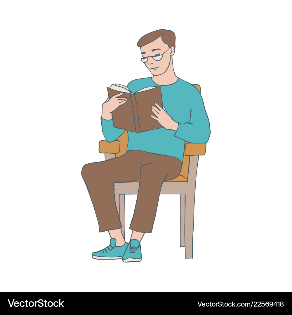 Reading man sitting Royalty Free Vector Image - VectorStock