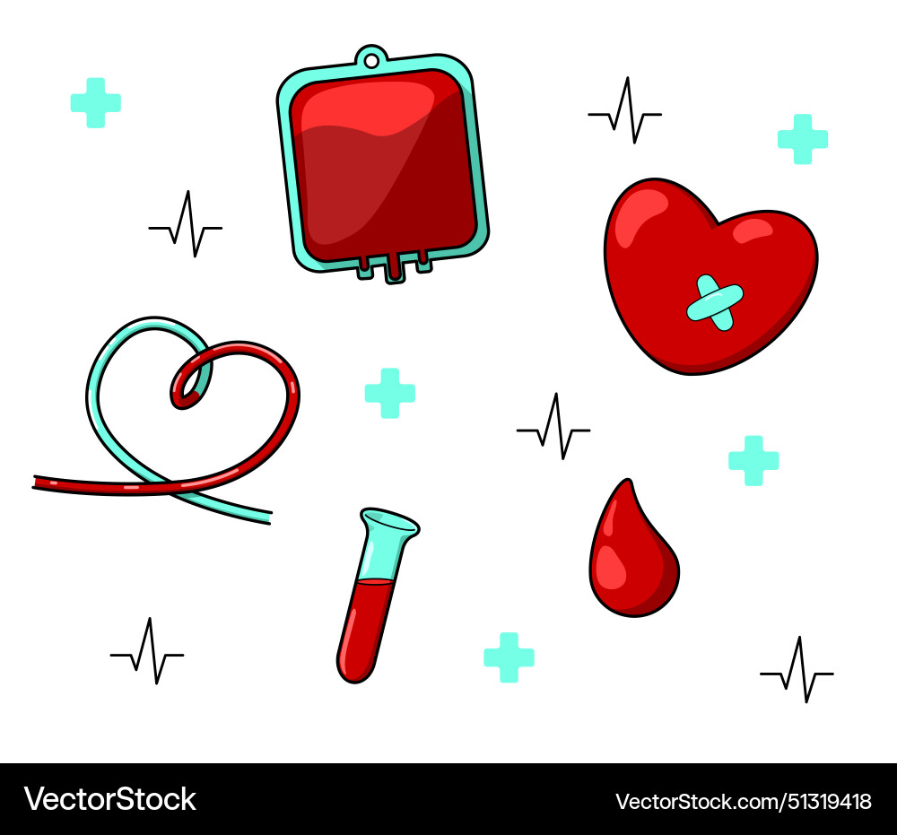Set of design elements for blood donation Vector Image