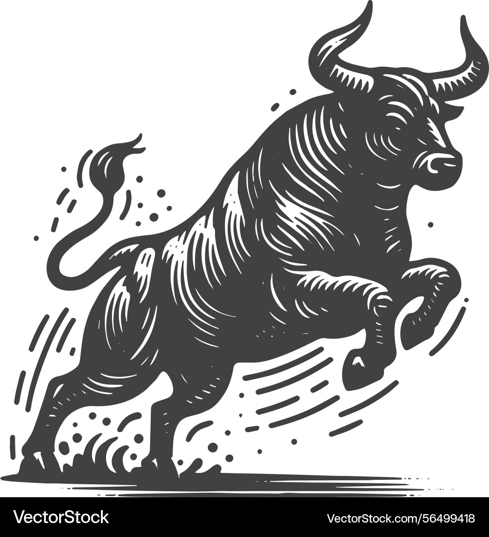 Simple rodeo bull jumping icon design vintage Vector Image