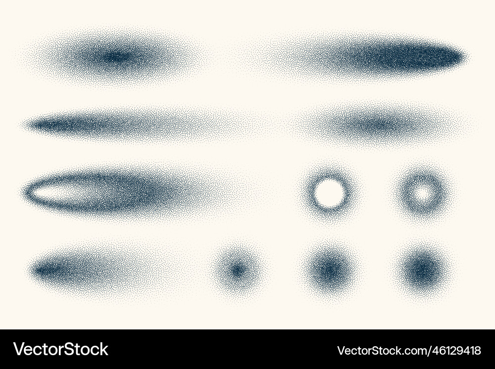 Stipple shadows set vintage dotted design Vector Image