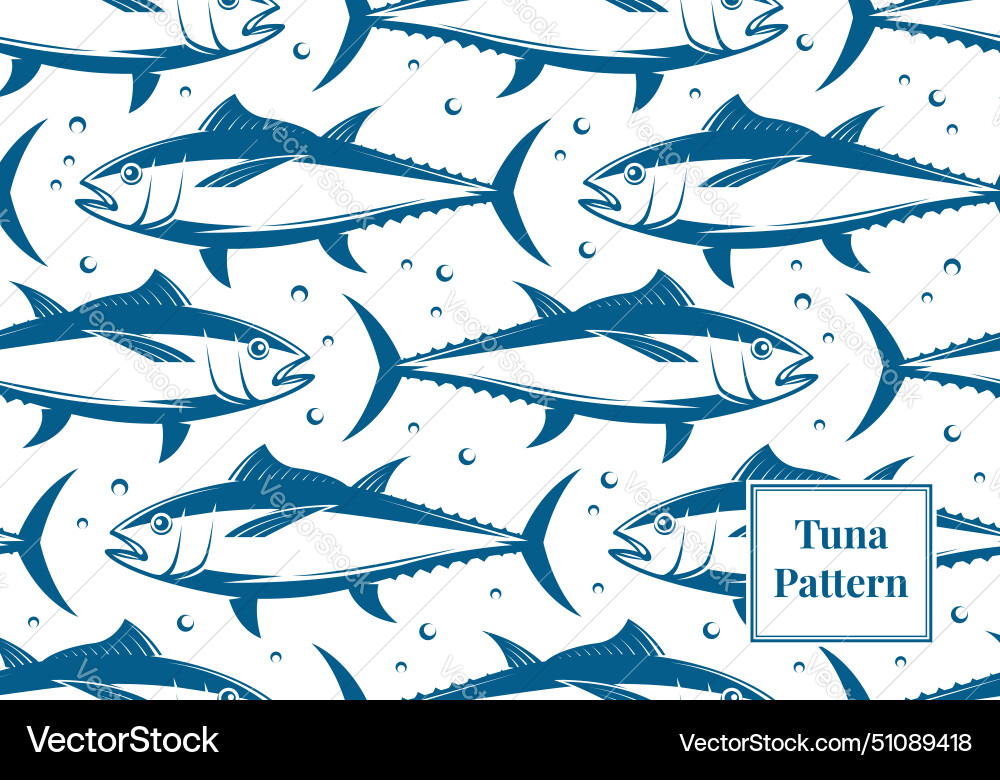 Tuna fish seamless pattern Royalty Free Vector Image