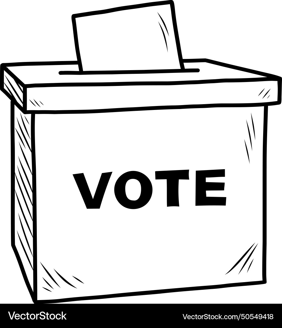 Vote ballot box doodle drawing icon Royalty Free Vector