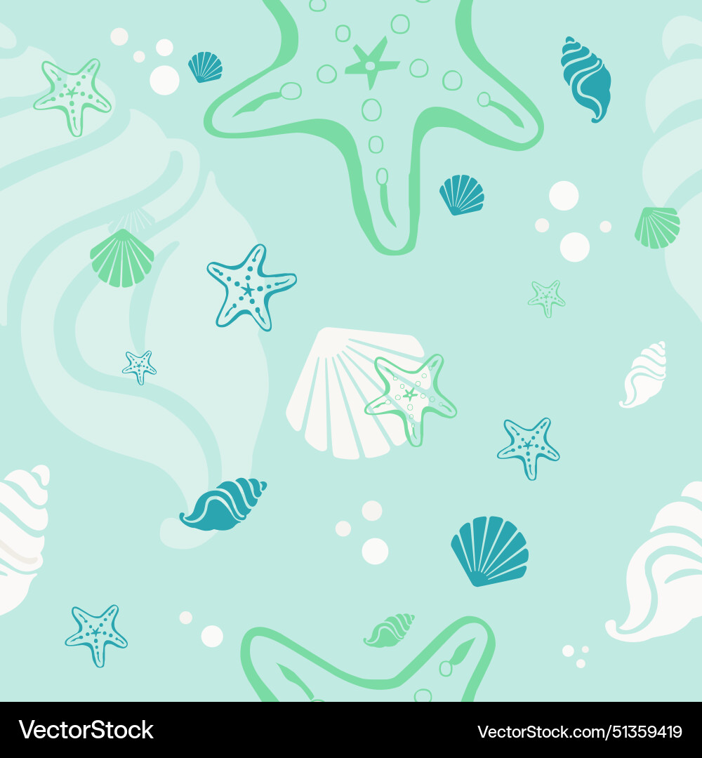 Beach shells and stars seamless pattern summer Vector Image