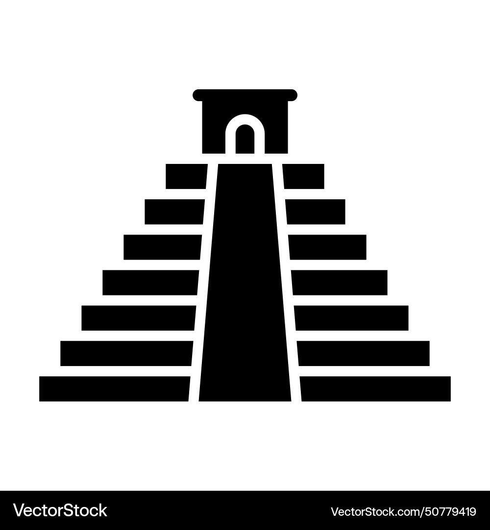 Black aztec temple icon on white background Vector Image