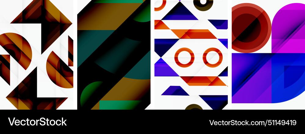 Colorful geometric shapes in various forms and Vector Image