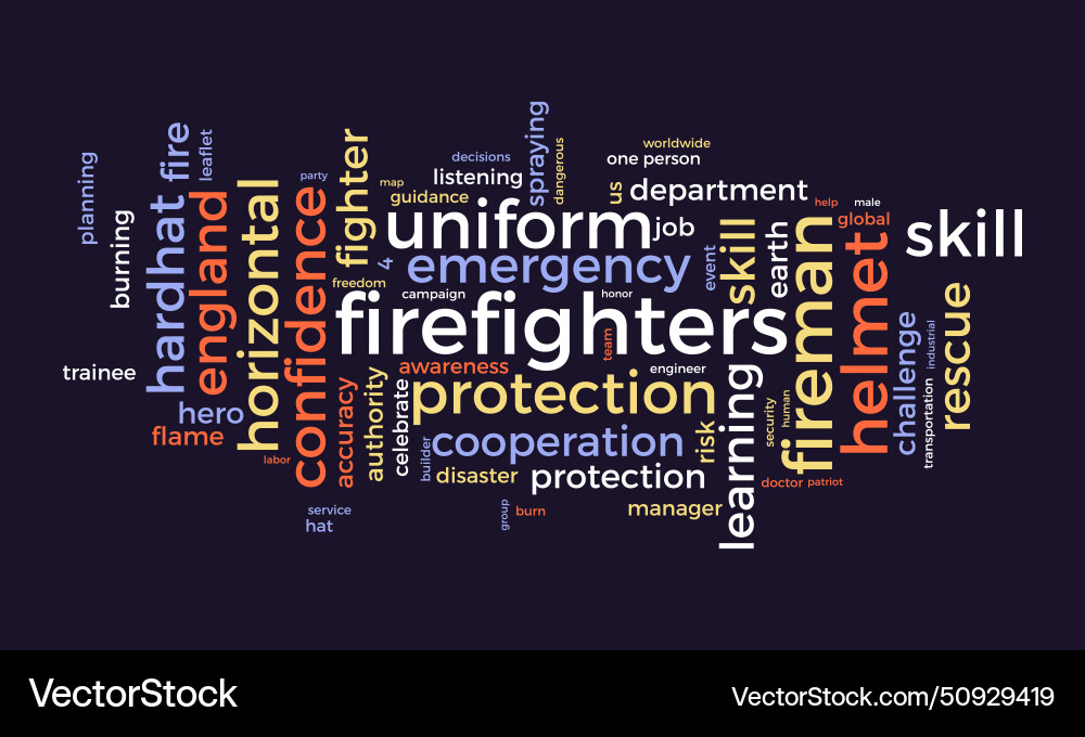 Firefighters day word cloud template career Vector Image