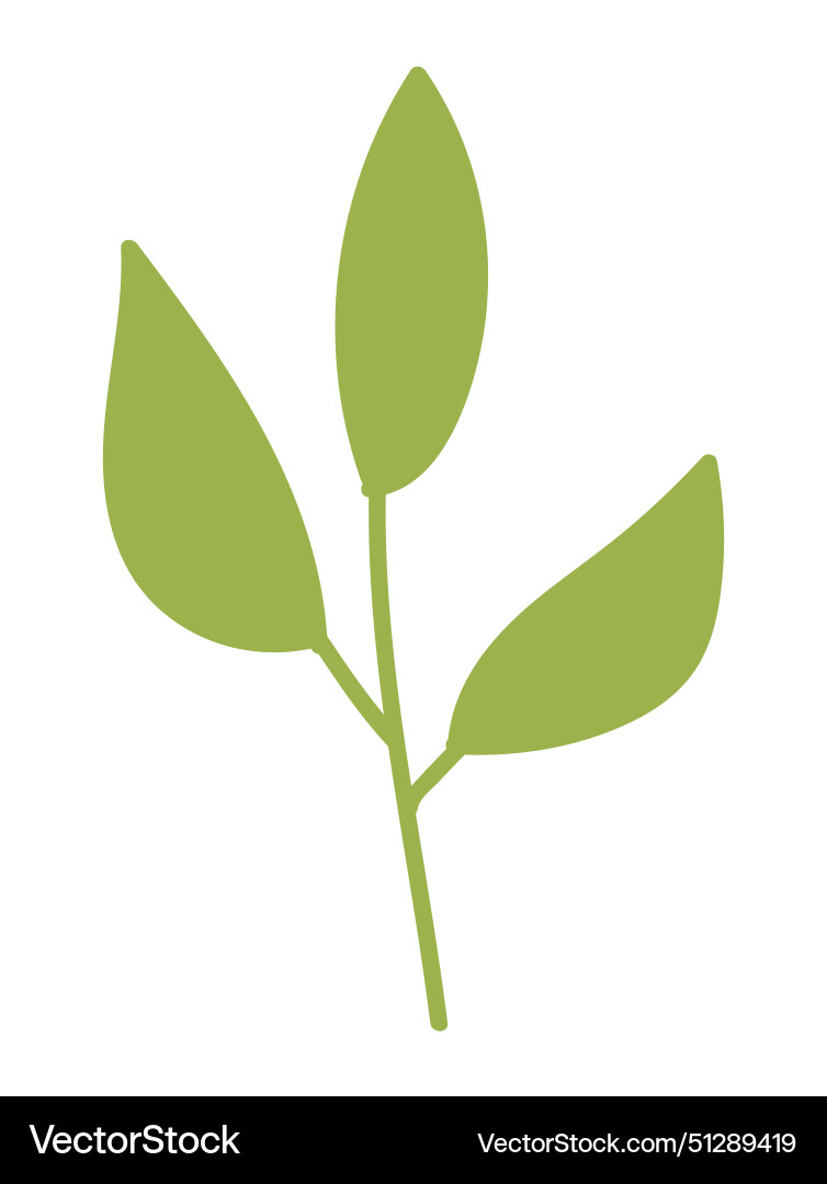 Green twig with leaf in flat design environmental Vector Image