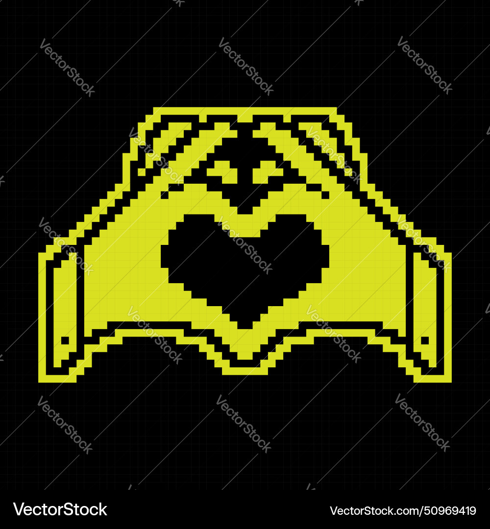 Pixel silhouette icon human hands join fingers Vector Image