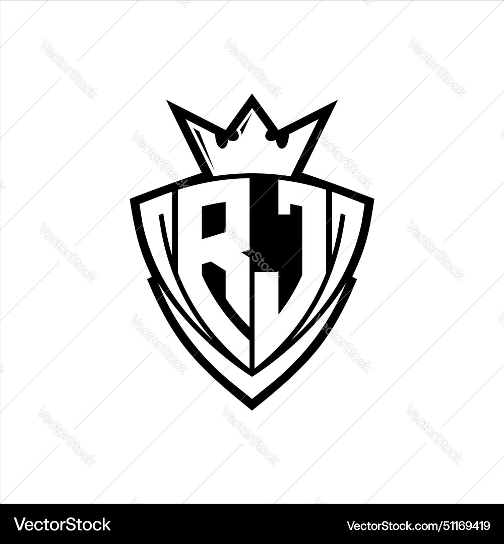 Rj letter logo with sharp triangle shield shape Vector Image