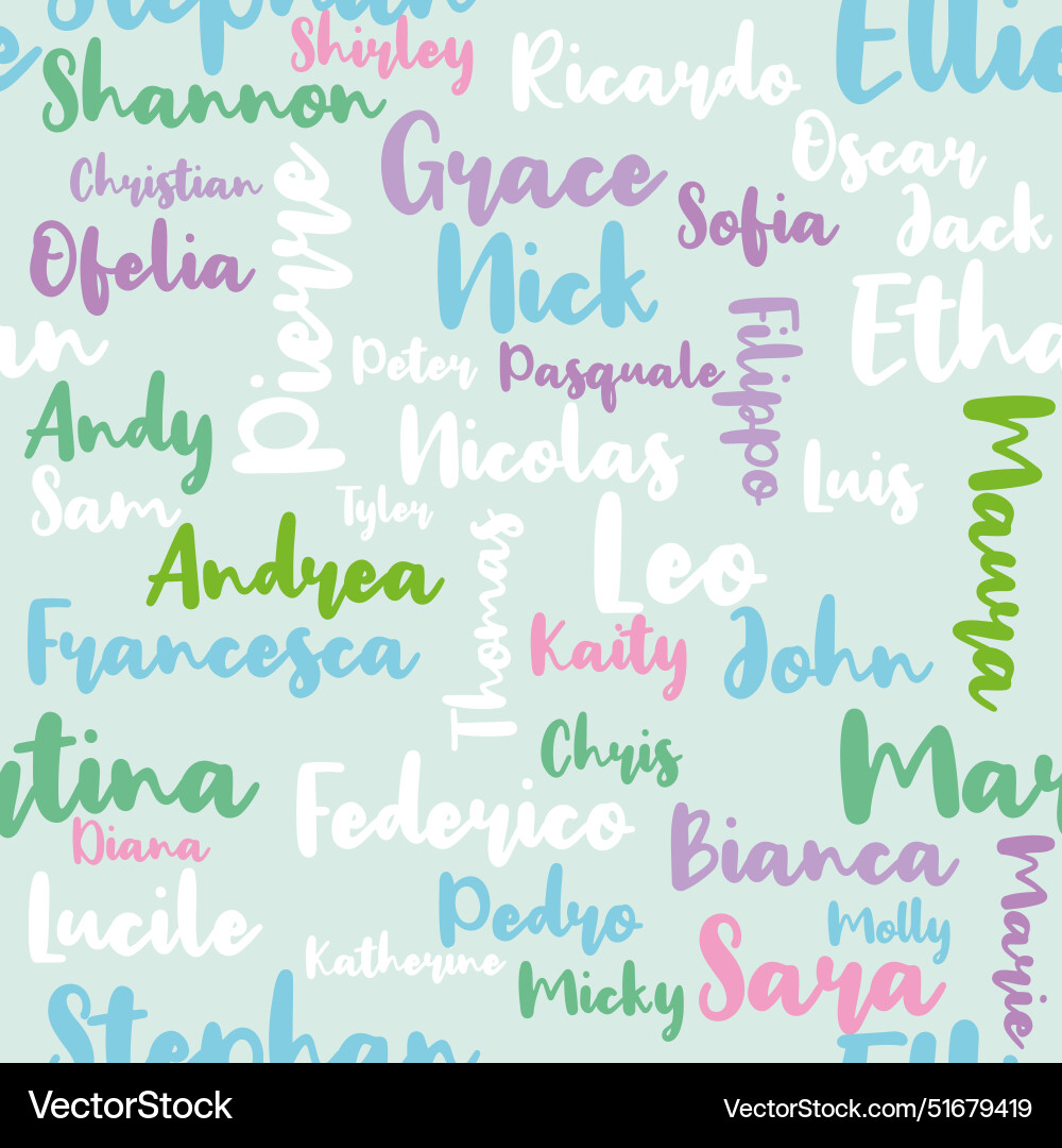 Seamless texture personal names background Vector Image